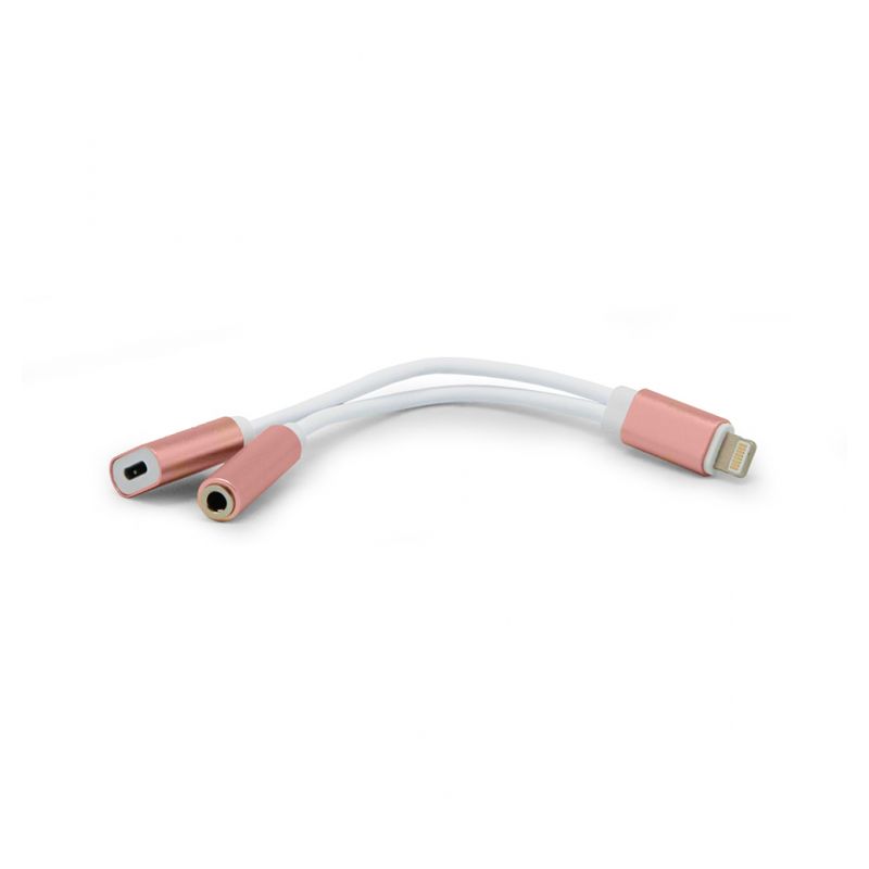 Iphone lightning adapter za slusalice i punjenje roze