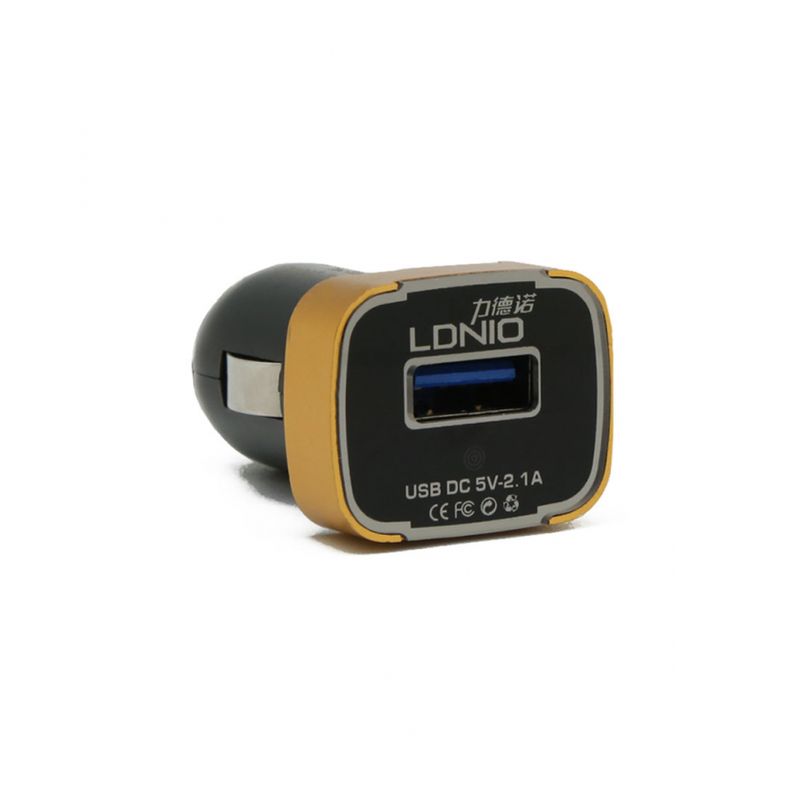 Auto punjac LDNIO DL-C22 dual USB 2.1A sa iPhone lightning kablom beli