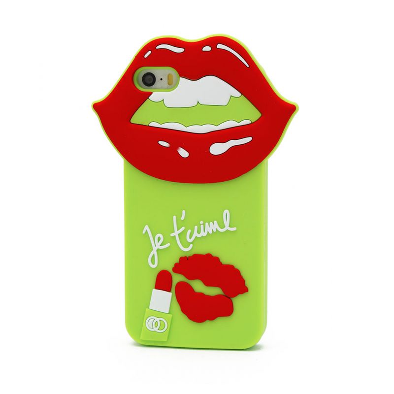 Maskica silikonska Lips Je taime za iPhone 5 zelena
