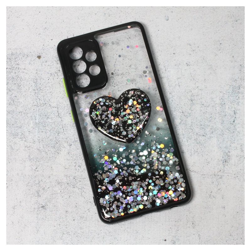 Maskica Glitter Heart za Samsung A725F/A726B Galaxy A72 4G/5G (EU) crna