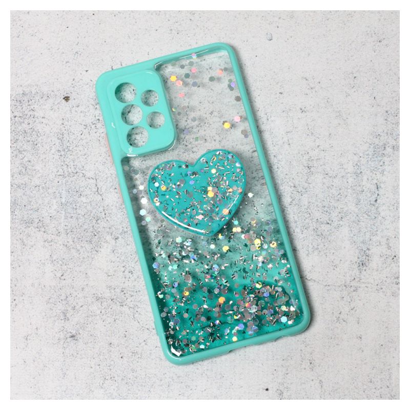 Maskica Glitter Heart za Samsung A525F/A526B/A528B Galaxy A52 4G/A52 5G/A52s 5G zelena