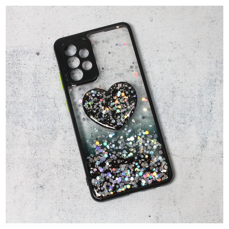 Maskica Glitter Heart za Samsung A525F/A526B/A528B Galaxy A52 4G/A52 5G/A52s 5G crna