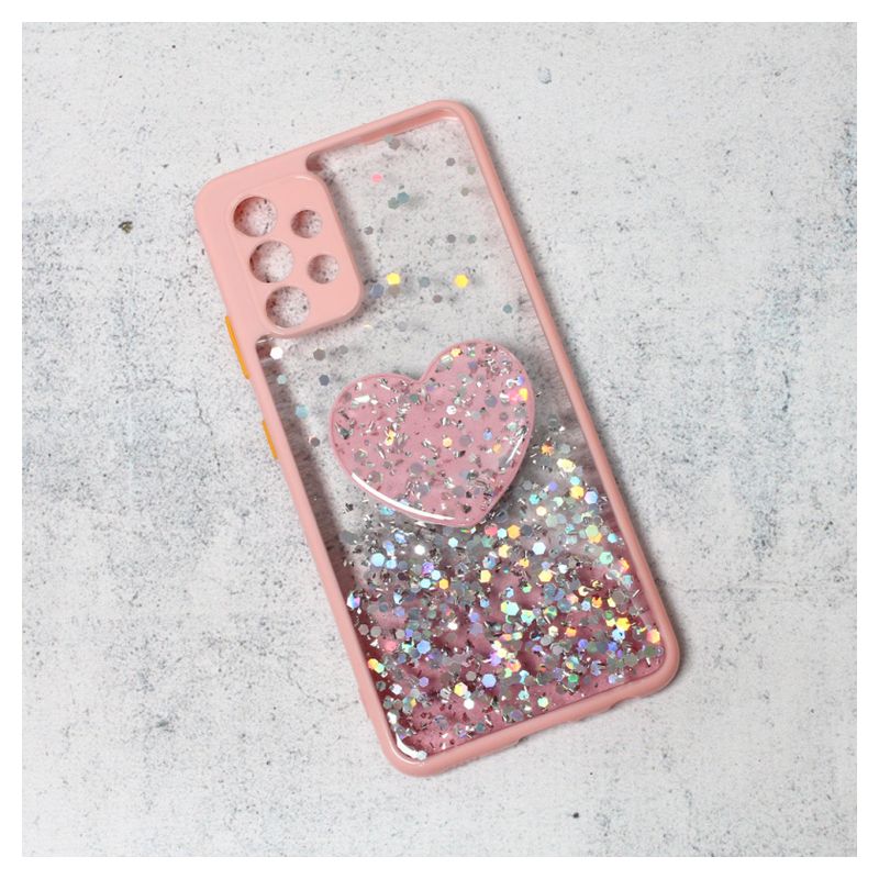 Maskica Glitter Heart za Samsung A325F Galaxy A32 4G (EU) roze