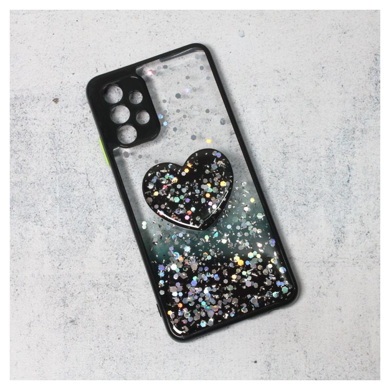 Maskica Glitter Heart za Samsung A325F Galaxy A32 4G (EU) crna
