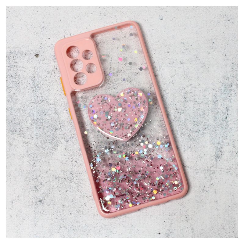 Maskica Glitter Heart za Samsung A725F/A726B Galaxy A72 4G/5G (EU) roze