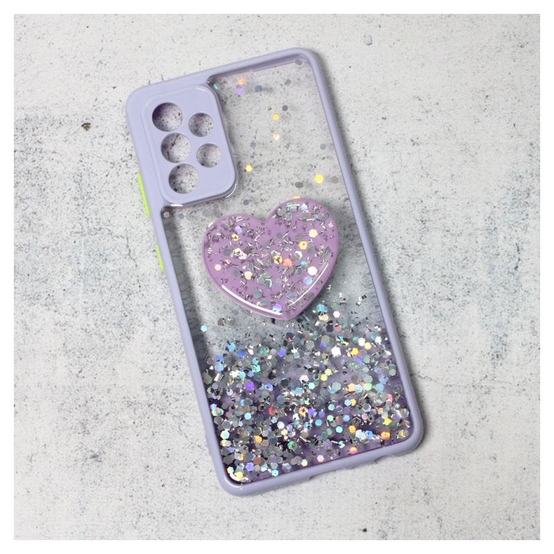 Maskica Glitter Heart za Samsung A725F/A726B Galaxy A72 4G/5G (EU) ljubicasta