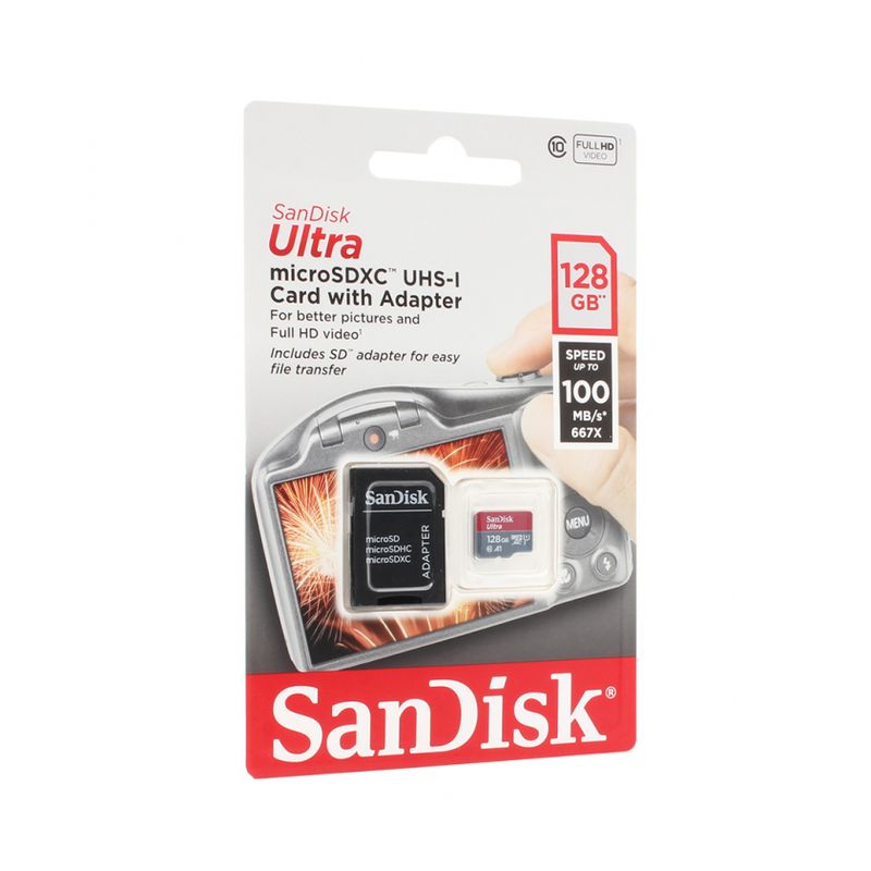 Mem. Kartica SanDisk SDHC 128GB Ultra Mic.120MB/s A1Class10 UHS-I +Adap.
