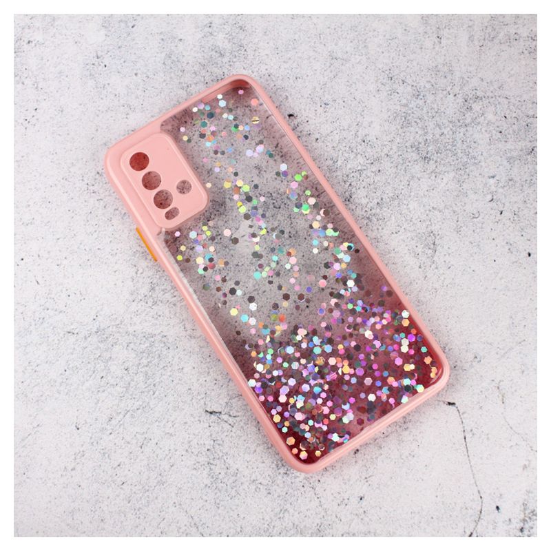 Maskica Frame Glitter za Xiaomi Redmi 9T/Note 9 4G/9 Power roze