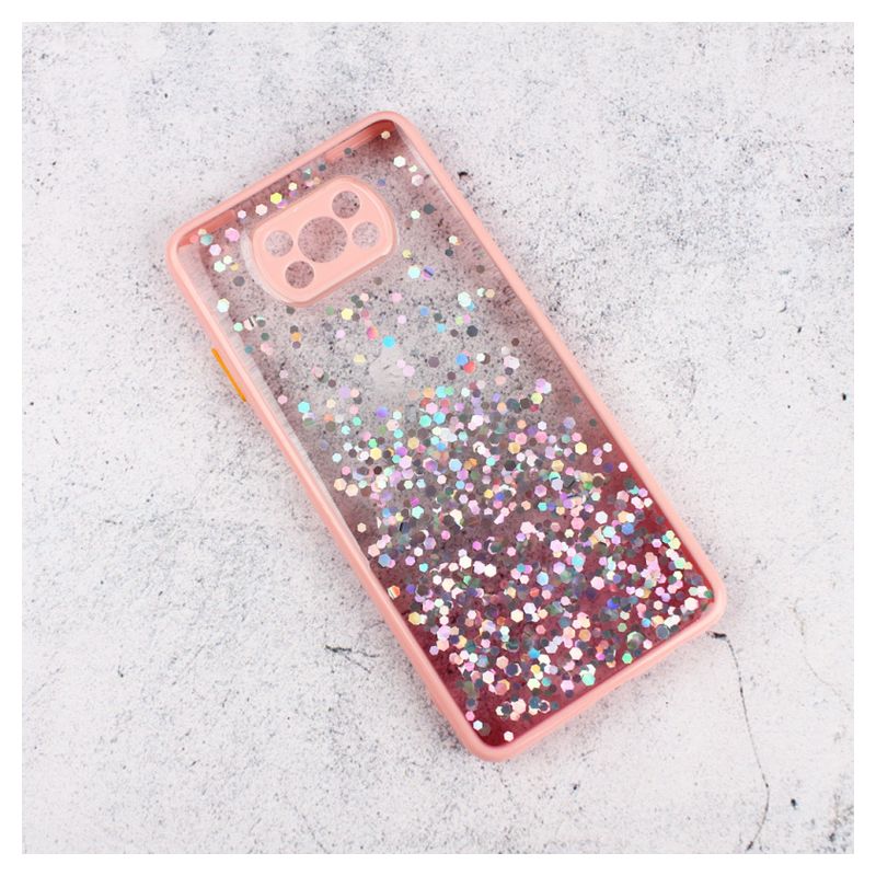Maskica Frame Glitter za Xiaomi Poco X3/X3 NFC roze