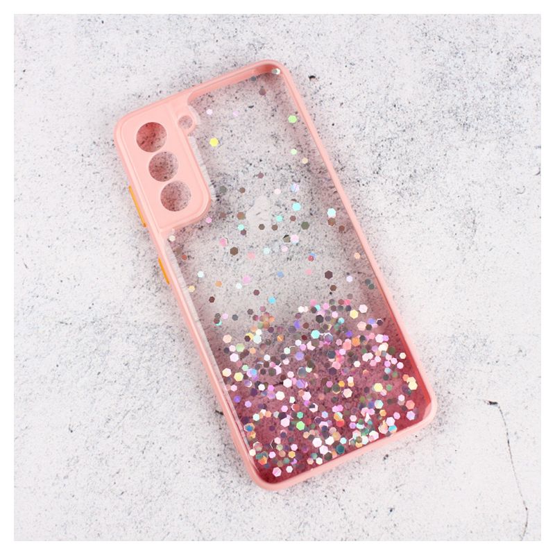 Maskica Frame Glitter za Samsung G991B Galaxy S21 roze