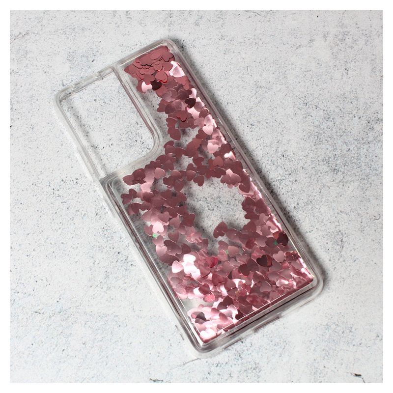 Maskica Liquid Heart za Samsung G998B Galaxy S21 Ultra roze