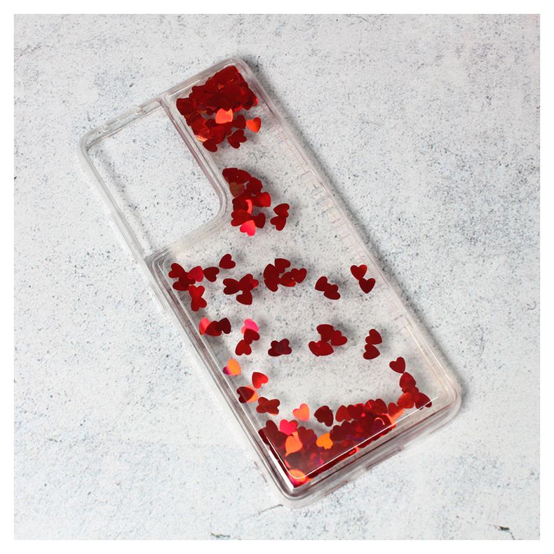 Maskica Liquid Heart za Samsung G998B Galaxy S21 Ultra crvena