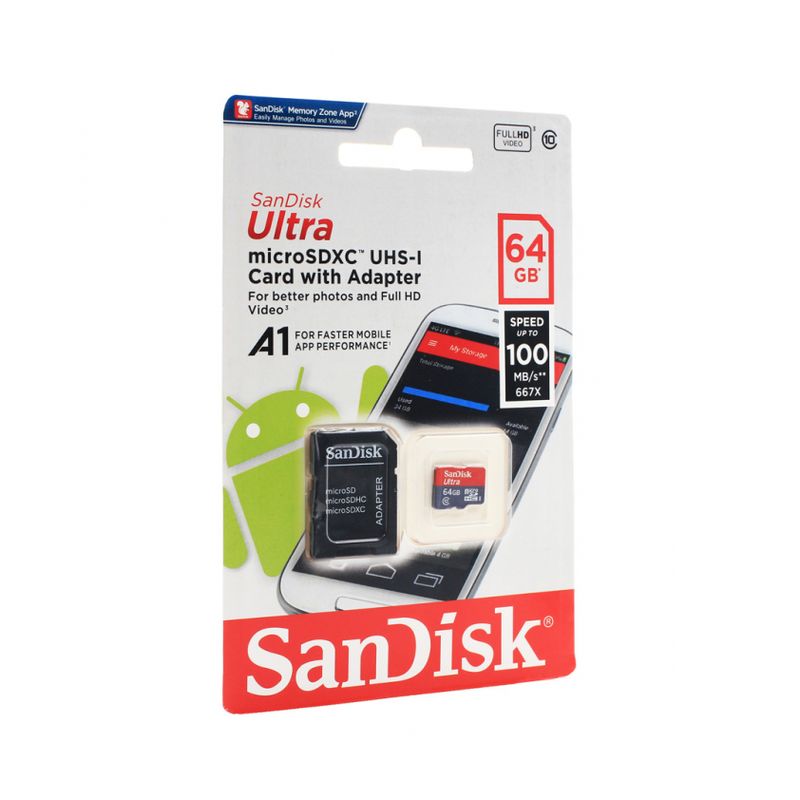 Mem. Kartica SanDisk SDHC 64GB Ultra Micro 100MB/s Class 10 sa adapterom CN