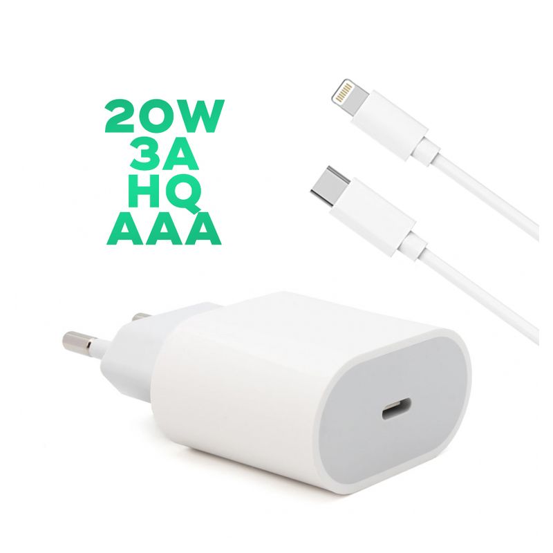 Kucni punjac PD Fast charger 20W 3A za iPhone 11/12 lightning beli HQ AAA