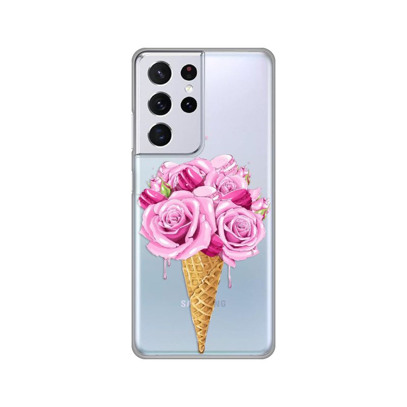 Maskica Silikonska Print Skin za Samsung G998B Galaxy S21 Ultra Rose Cone