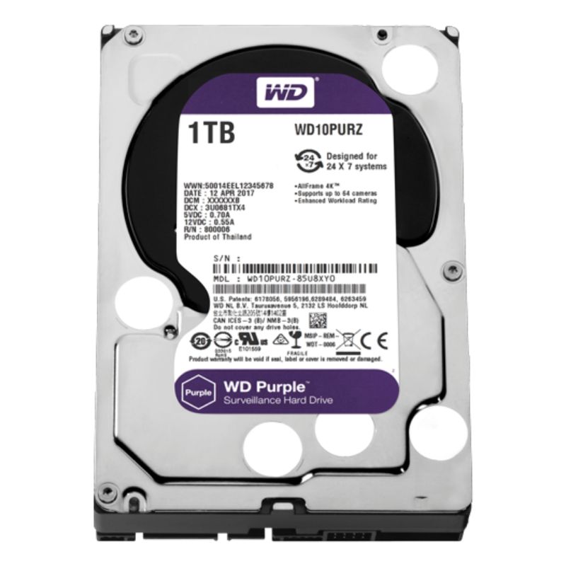 Hard disk 1TB SATA3 Western Digital Caviar 64MB WD10PURZ Purple