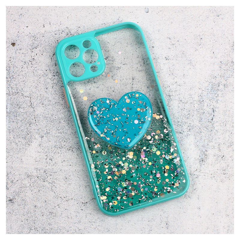 Maskica Glitter Heart za iPhone 12 Pro 6.1 zelena