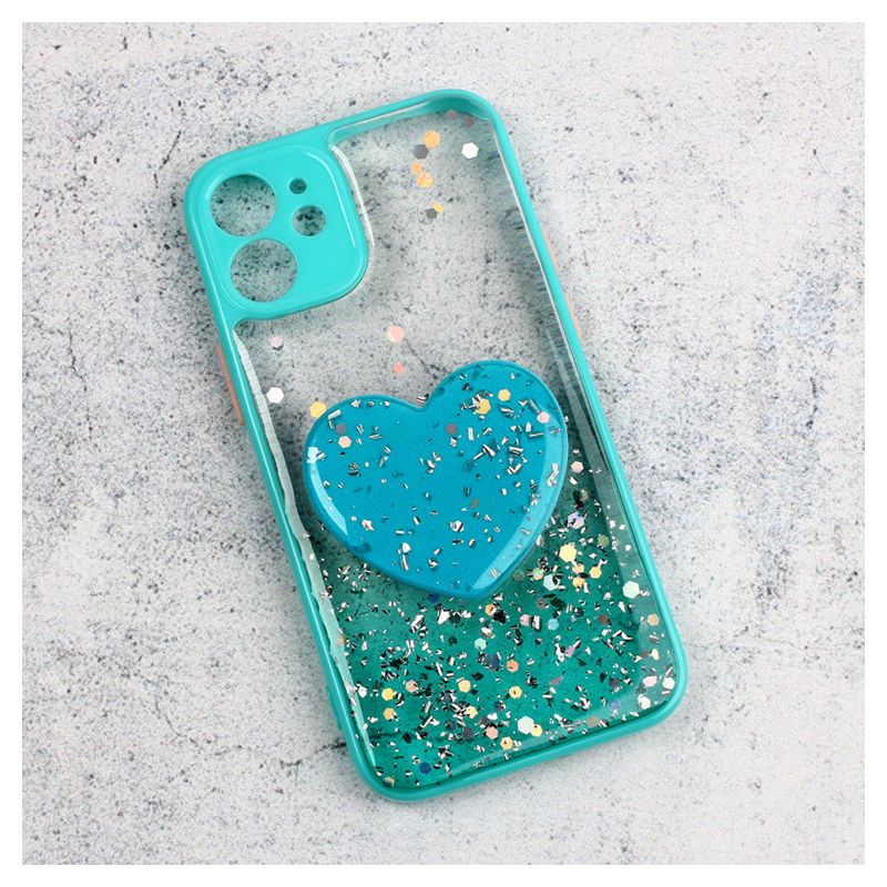 Maskica Glitter Heart za iPhone 12 Mini 5.4 zelena