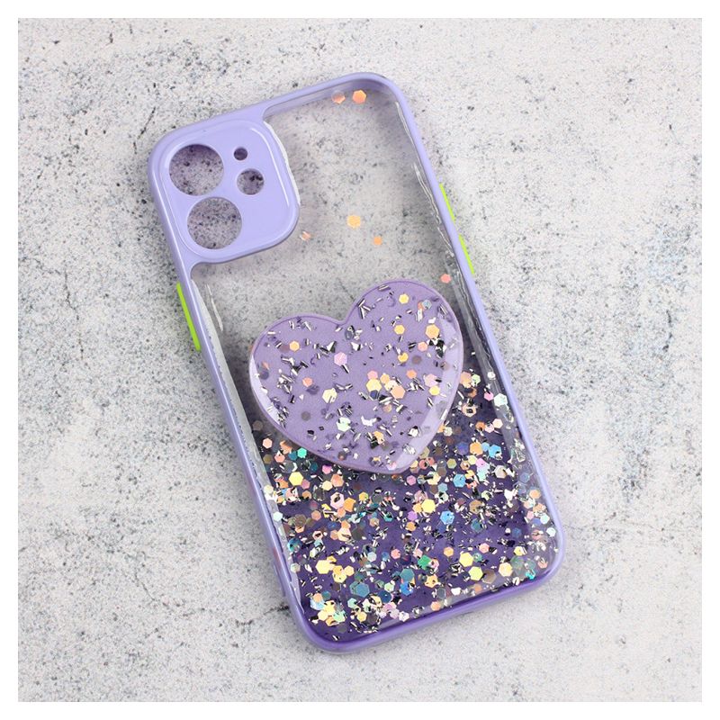 Maskica Glitter Heart za iPhone 12 Mini 5.4 ljubicasta