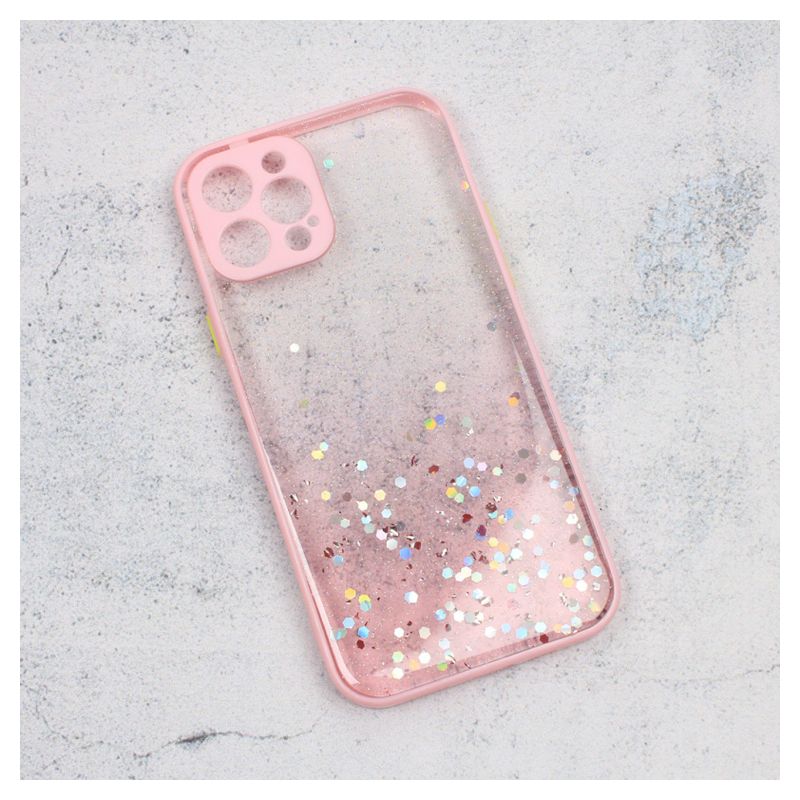 Maskica Frame Glitter za iPhone 12 Pro 6.1 roze