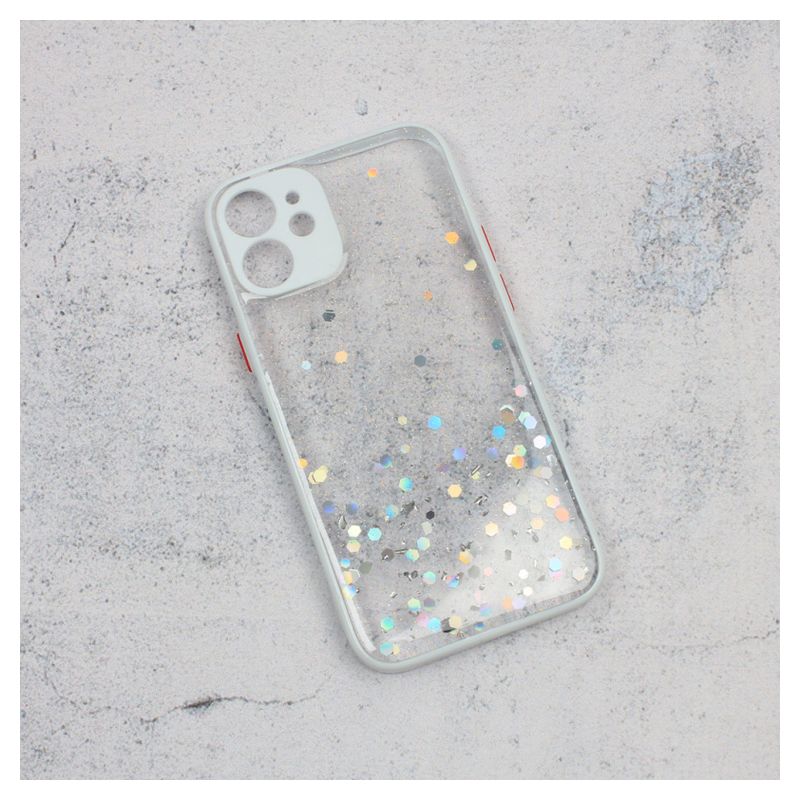 Maskica Frame Glitter za iPhone 12 Mini 5.4 bela