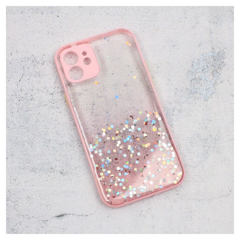 Maskica Frame Glitter za iPhone 12 6.1 roze