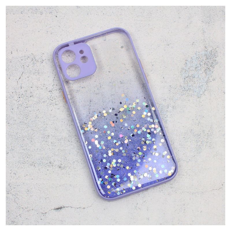 Maskica Frame Glitter za iPhone 12 6.1 ljubicasta