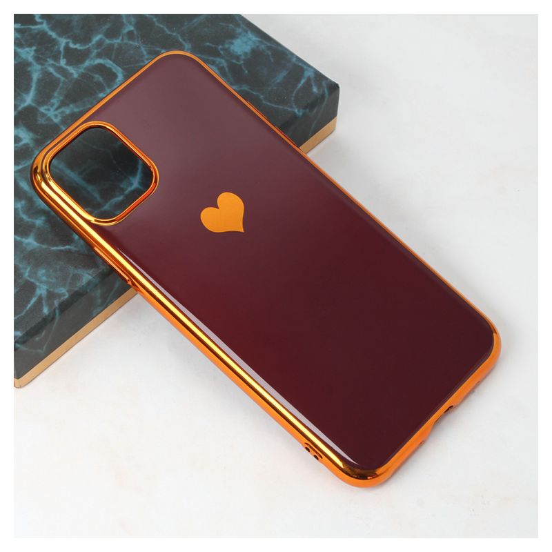Maskica Silikon Heart za iPhone 11 Pro Max 6.5 bordo