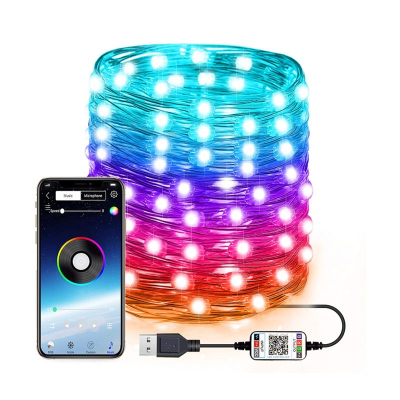 Novogodisnji ukras 250 LED lampica u boji (20m) Bluetooth kontrola putem mobilnog telefona