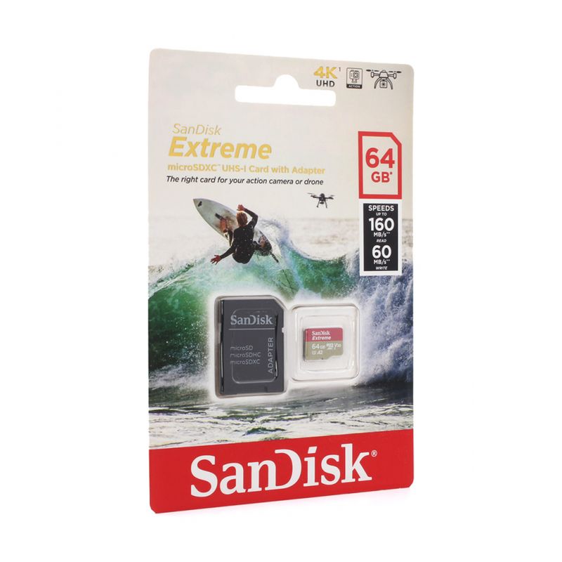 Mem. Kartica SanDisk SanDisk SDXC 64GB Extreme micro SD Adapter 160MB/s A2 za GOPRO