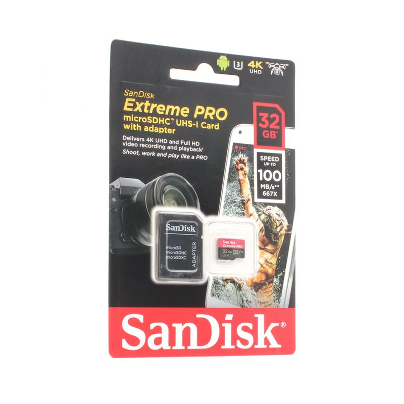 Mem. Kartica SanDisk SDHC 32GB Micro Extreme Pro 100MB/s C10 V30 U3+SD adaperom