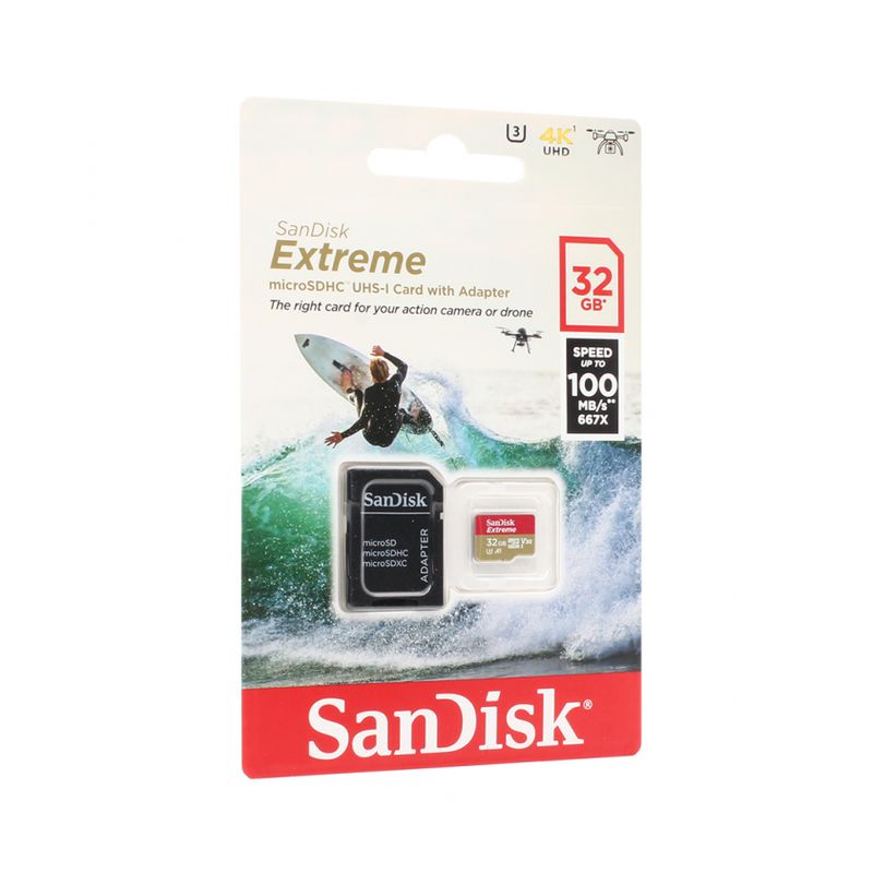Mem. Kartica SanDisk SDHC 32GB Extreme micro 100MB/s V30 UHS-I U3+ SD adaperom