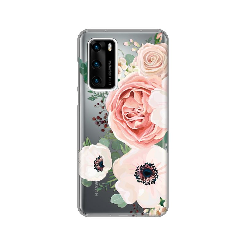 Maskica Silikonska Print Skin za Huawei P40 Luxury Pink Flowers