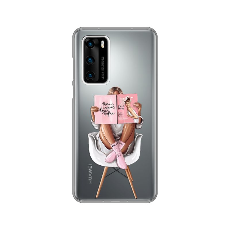 Maskica Silikonska Print Skin za Huawei P40 Girl in Chair