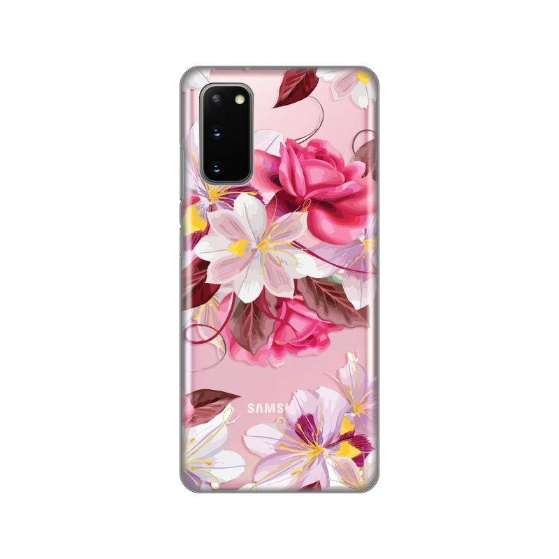 Maskica Silikonska Print Skin za Samsung G980F Galaxy S20 Floral Transparent