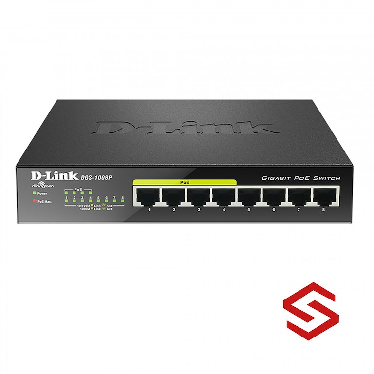 D-LINK Gigabitni PoE switch DGS-1008P 8 Porta