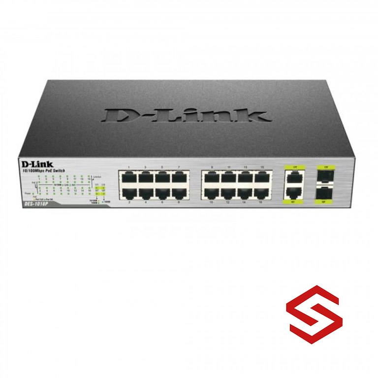 D-LINK Megabitni PoE Switch DES-1018P 16 Porta