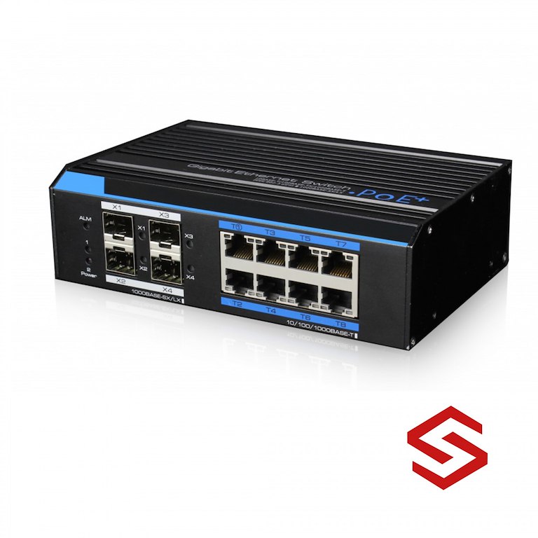 Ansec Industrijski 8-Portni upravljivi Gigabitni PoE Switch AS-8PM