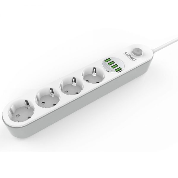 LDNIO SE4432 4 EU Plug + 4 USB plug Max 2500W 2M White