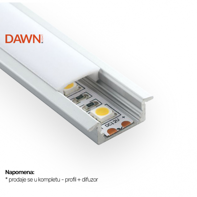 LED PROFIL LL-ALP001-R KOMPLET SIVI