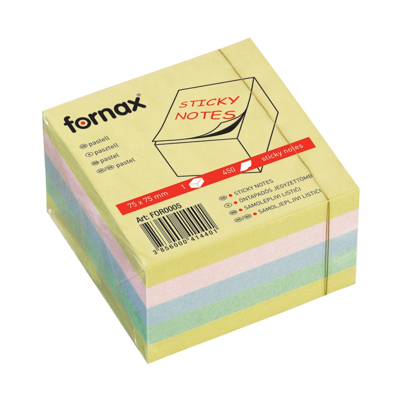BLOK SAMOLEPLJIV KOCKA 75X75MM 450L FORNAX PASTEL-5BOJA