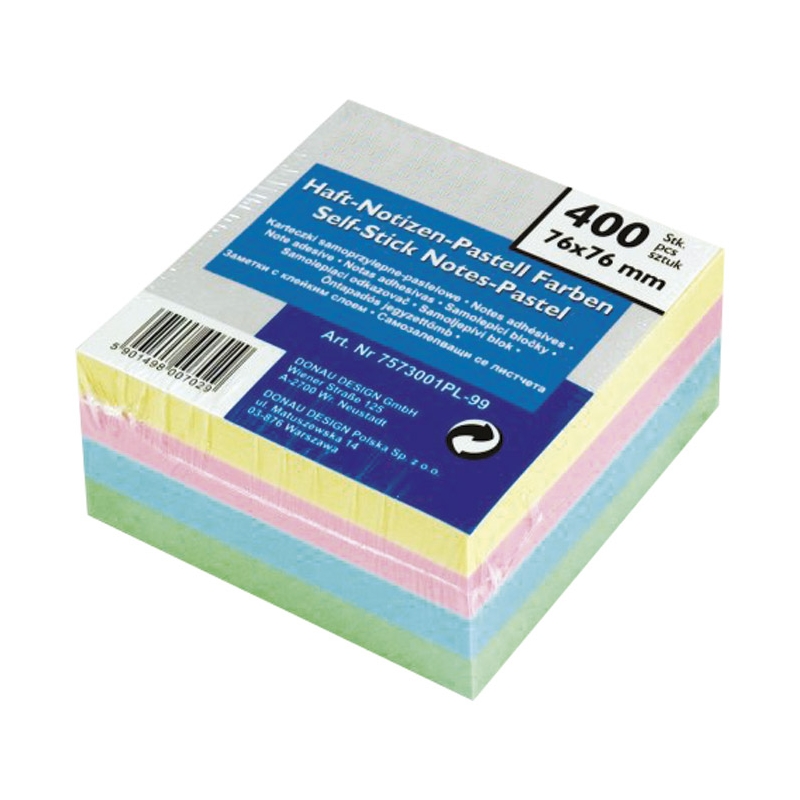 BLOK SAMOLEPLJIV KOCKA 76X76MM 400L DONAU 7573001PL-99 PASTEL-4BOJE