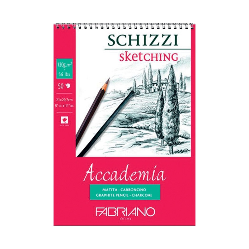 Blok accademia schizzi sketching spirala 14,8x21cm 50L 120g Fabriano 44121421