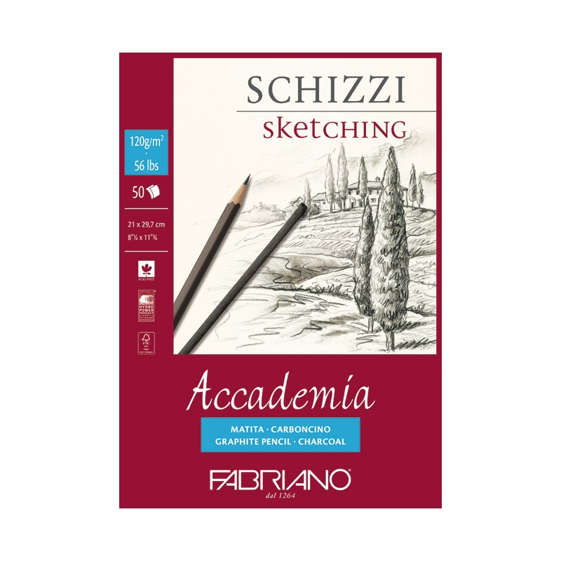 Blok accademia schizzi sketching 21x29,7cm 50L 120g Fabriano 41122129