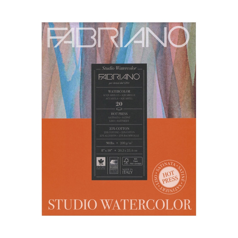 Blok Studio watercolour 20,3x25,4cm 20L 200g Fabriano 19202001