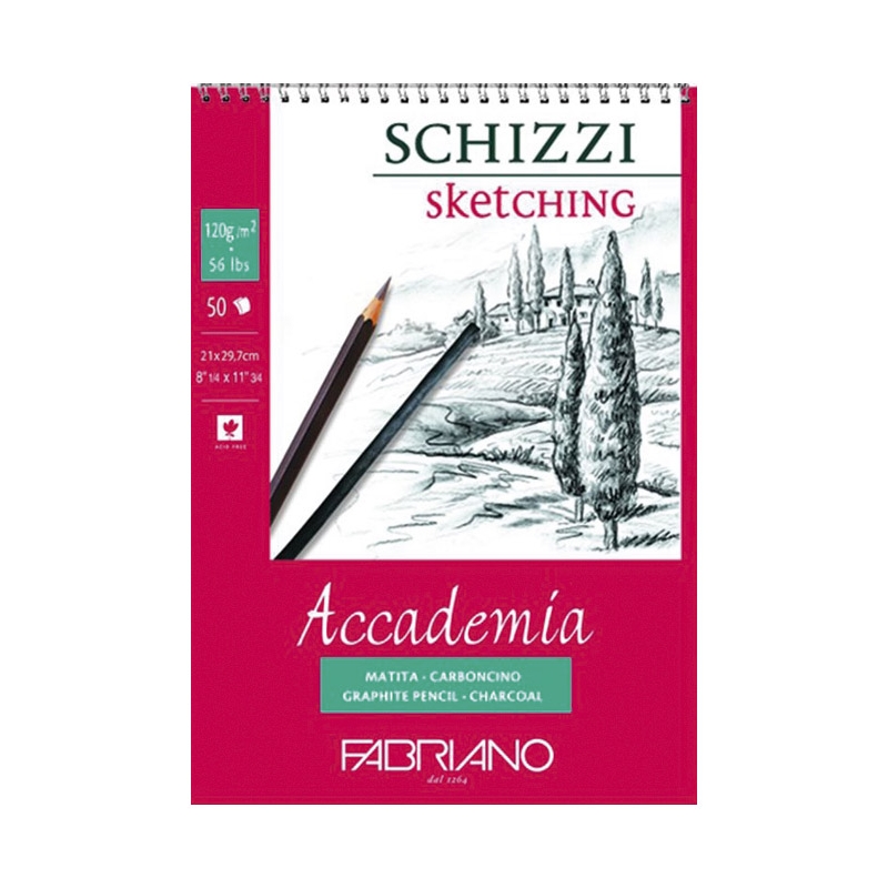 Blok accademia schizzi sketching spirala 21x29,7cm 50L 120g Fabriano 44122129