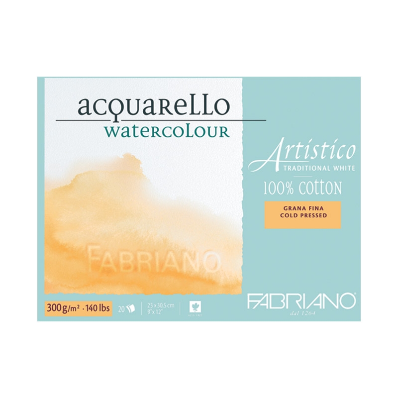 Blok Watercolour Artistico trad.N.23x30,5cm 20L 300g (cold pressed/grana fina) Fabriano 19012330