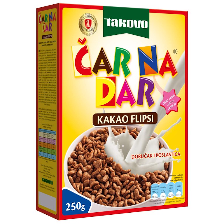 Takovo čar na dar kakao flipsi 250g