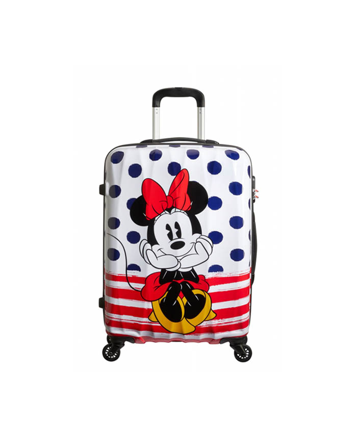 KOFER MINNIE LEGENDS BLUE DOTS SMALL ALFATWIST WHITE TROLLEY American Tourister