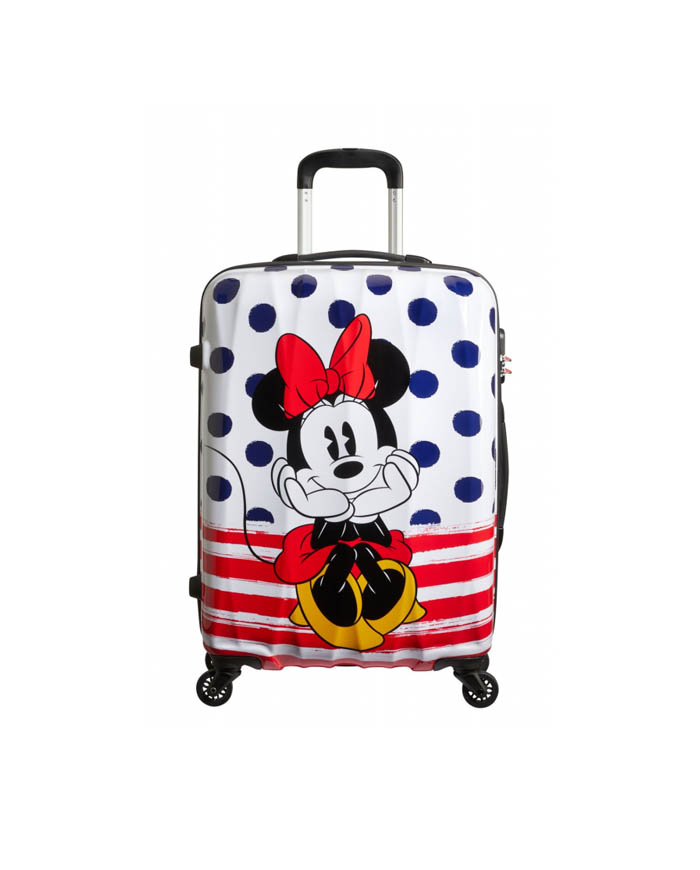 KOFER MINNIE LEGENDS BLUE DOTS MEDIUM ALFATWIST WHITE TROLLEY American Tourister